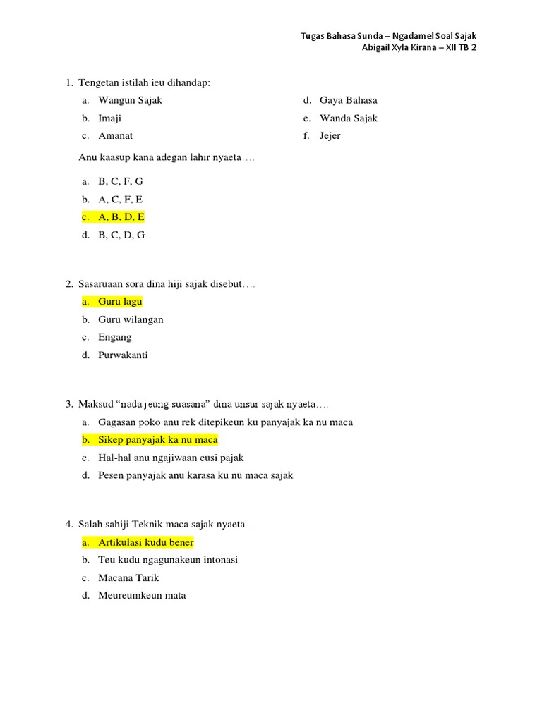 Latihan Soal Sunda-Sajak | PDF