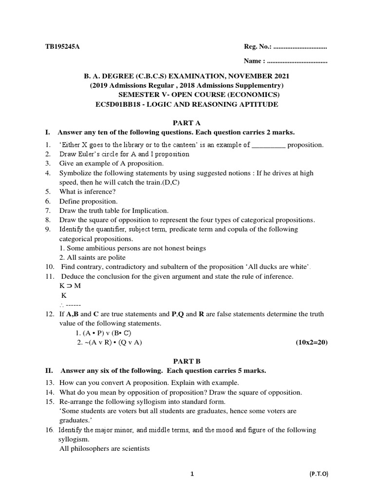 logic question set 1 | PDF | Proposition | Logic