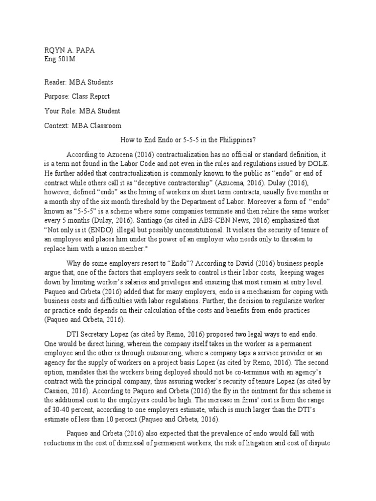 Problem Solution Final Draft | PDF | Employment | Labor