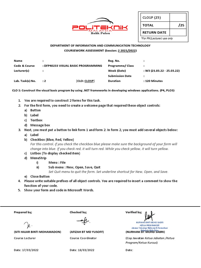 Visual Basic Programming Lab Task 2 Pdf Visual Basic Net Microsoft
