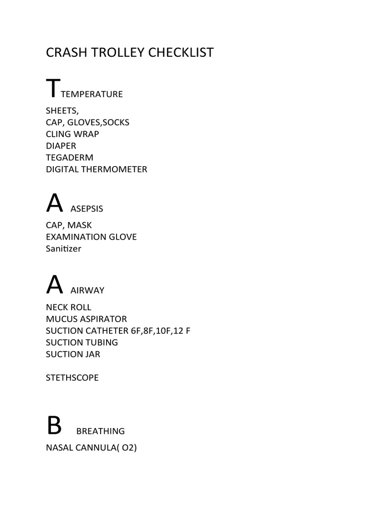 Crash Trolley Checklist | PDF