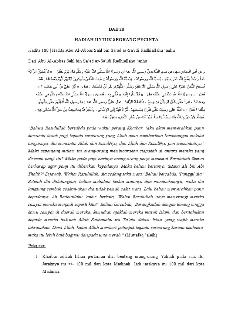 Bab 20 Hadits Ke-2 Part 2 Hadiah Untuk Seorang Pecinta | PDF