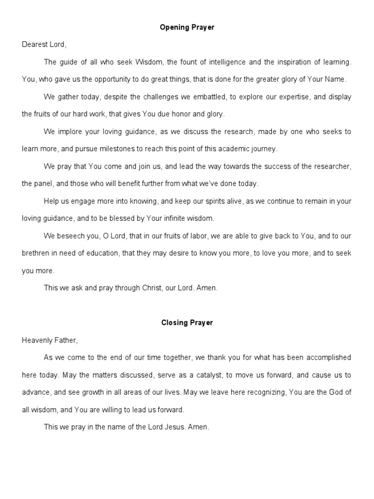 Opening Prayer For Thesis Defense | PDF