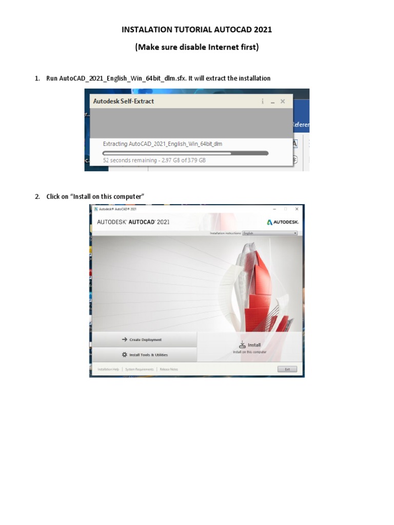 Tutorial Install Autocad 2021 | PDF