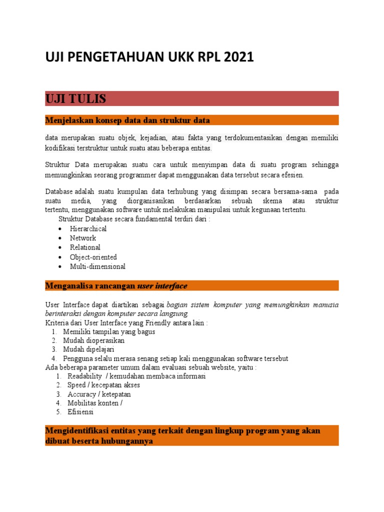 Uji Pengetahuan Ukk RPL 2021 | PDF