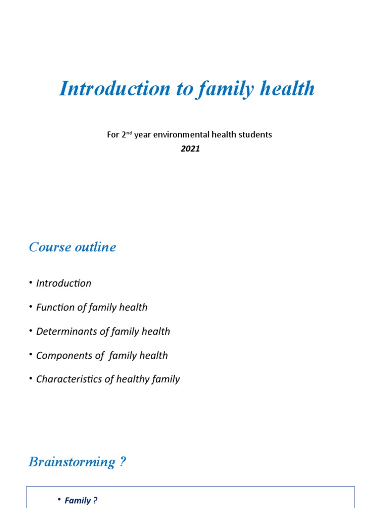 1 Introduction To Family Health | PDF | Family | Health Care