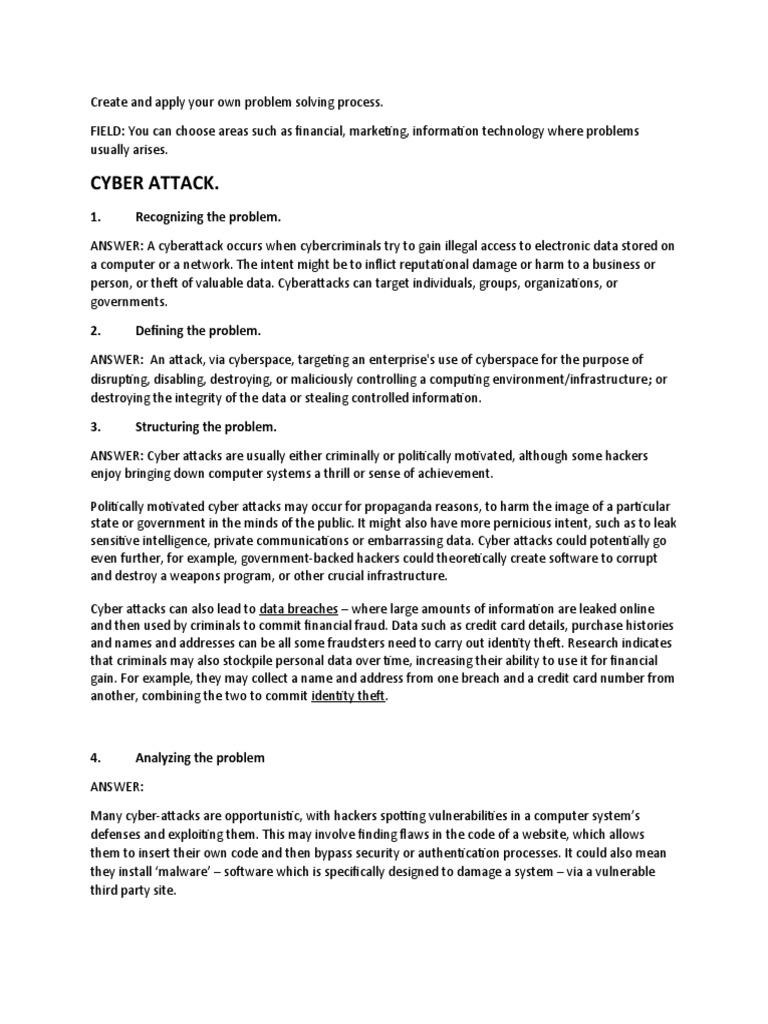 Apply a problem solving process to cyber attacks | PDF | Security ...