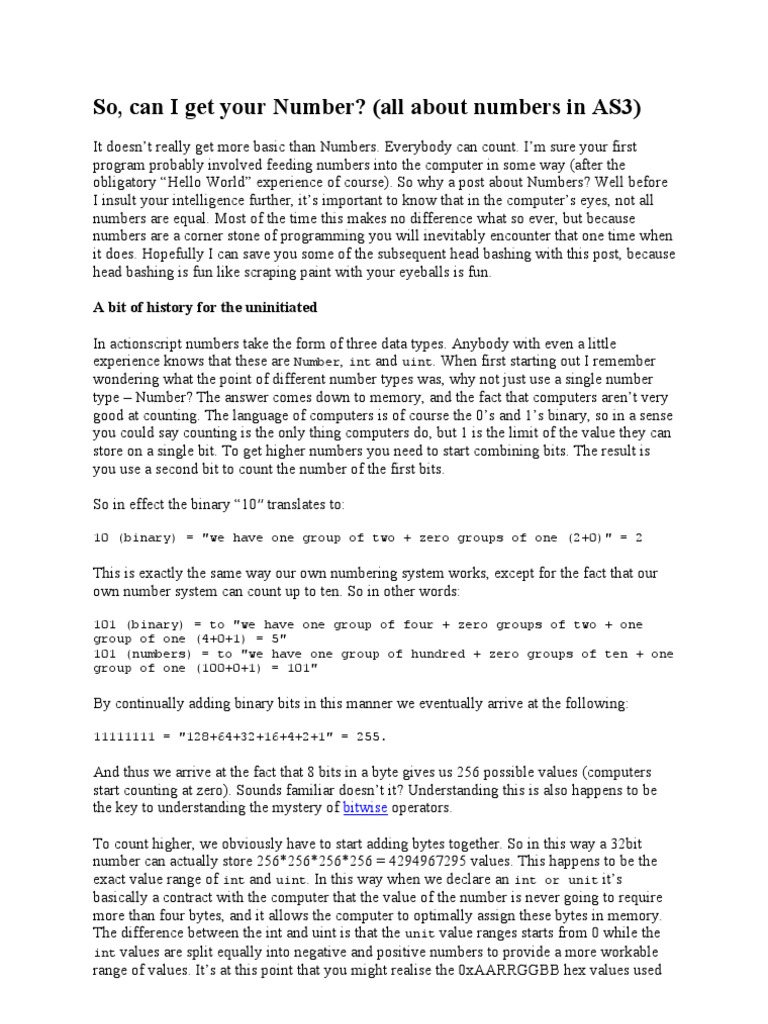 So, Can I Get Your Number? (All About Numbers in AS3) : A Bit of History For The Uninitiated ...