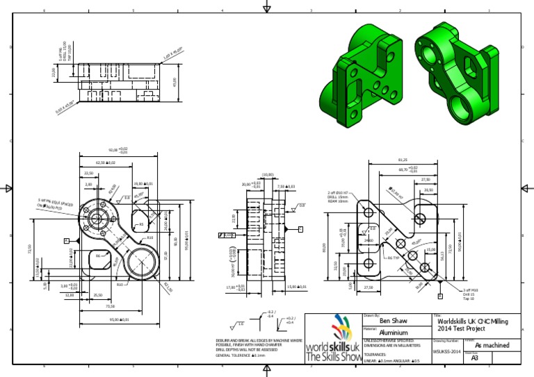 Ben Shaw Aluminium Worldskills UK CNC Milling 2014 Test Project As ...