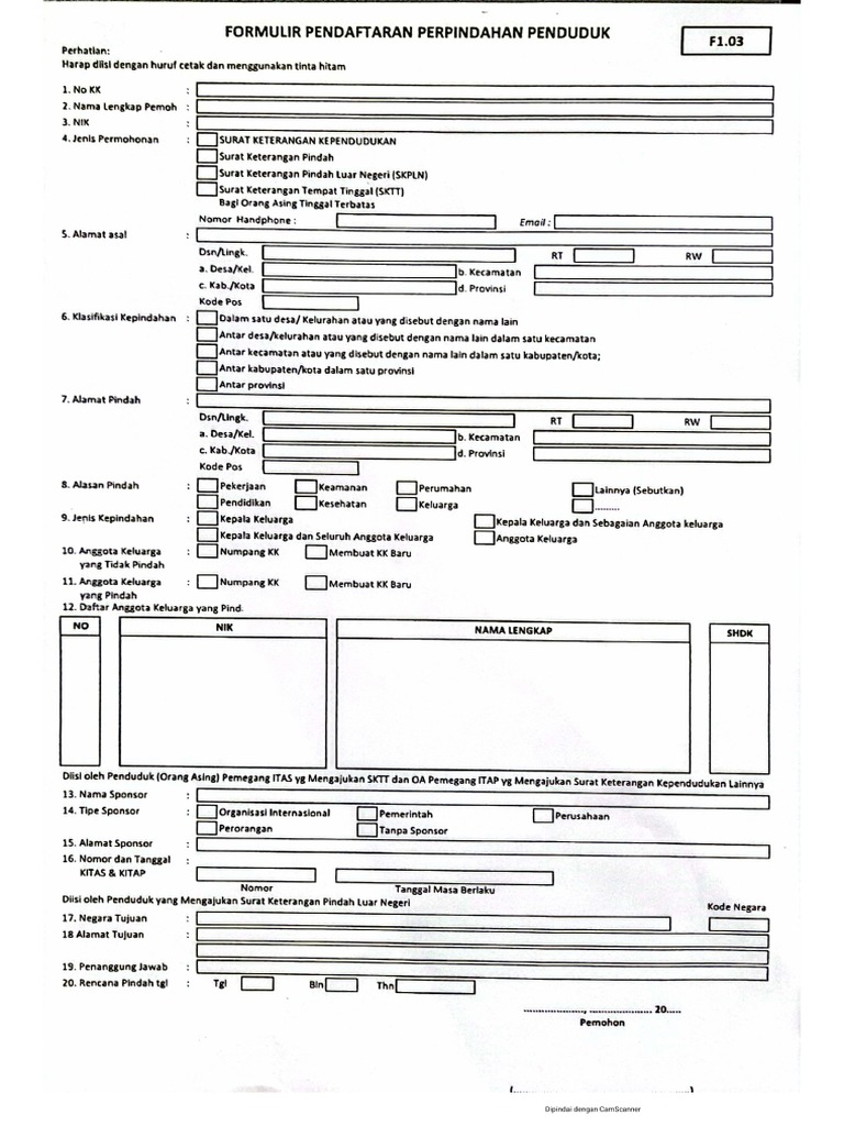 formulir F1.03 | PDF