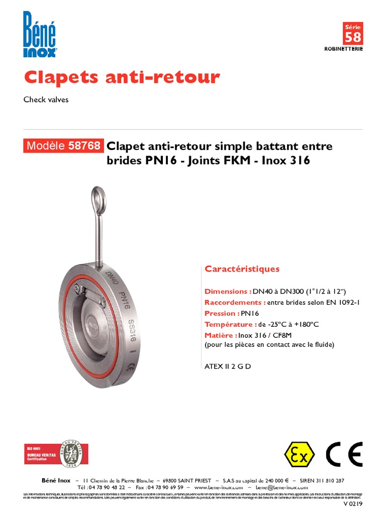 Clapet anti-retour simple battant PN16 | PDF | Soupape | Mécanique des ...