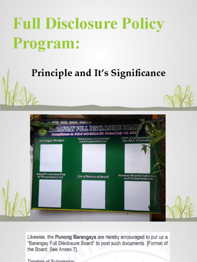 Full Disclosure Policy Program | PDF