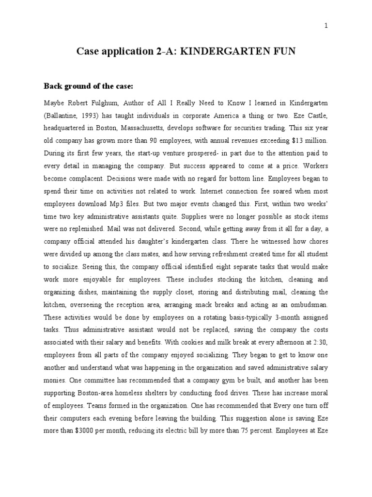 Case Application 2 | PDF | Human Resource Management | Motivation
