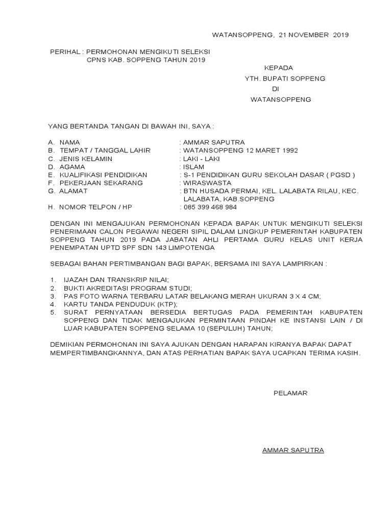 Contoh Surat Lamaran | PDF