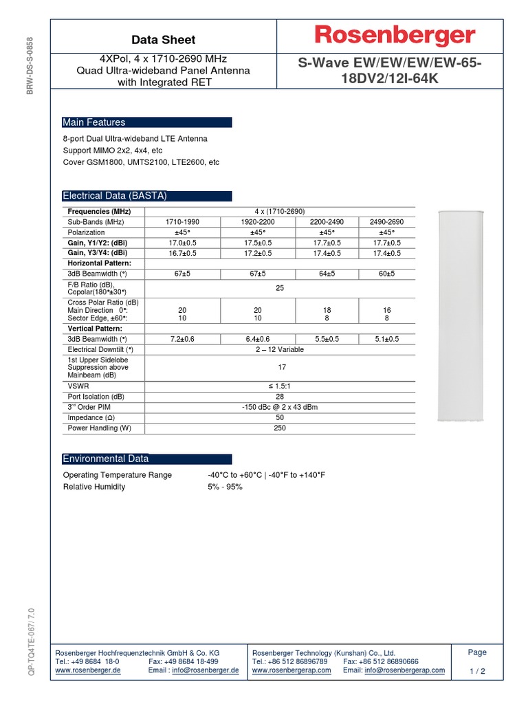 Quad Ultra-wideband Antenna Data Sheet | PDF | Antenna (Radio) | Decibel