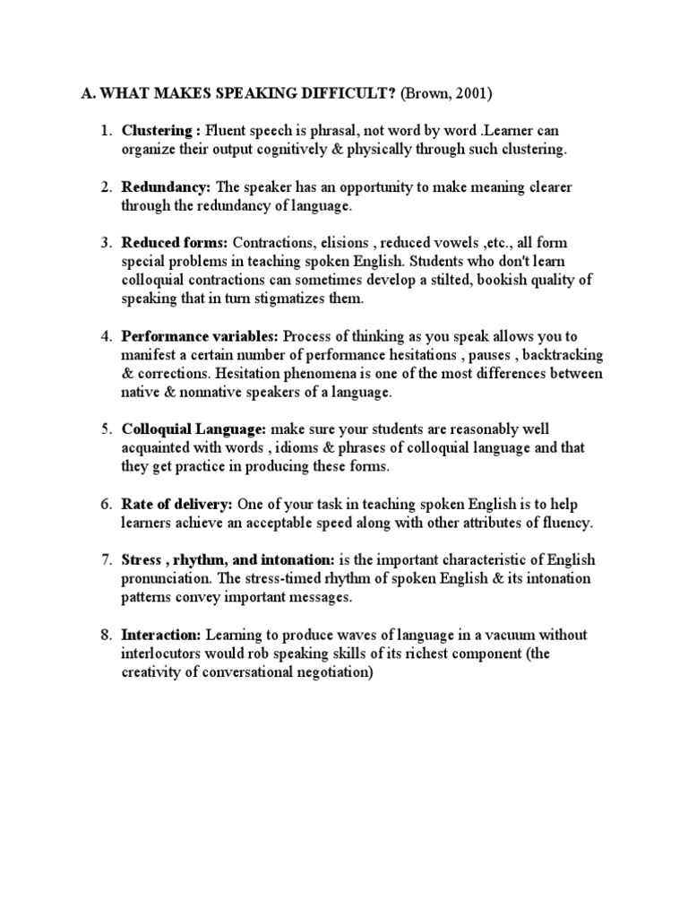 What Makes Speaking Difficult | PDF