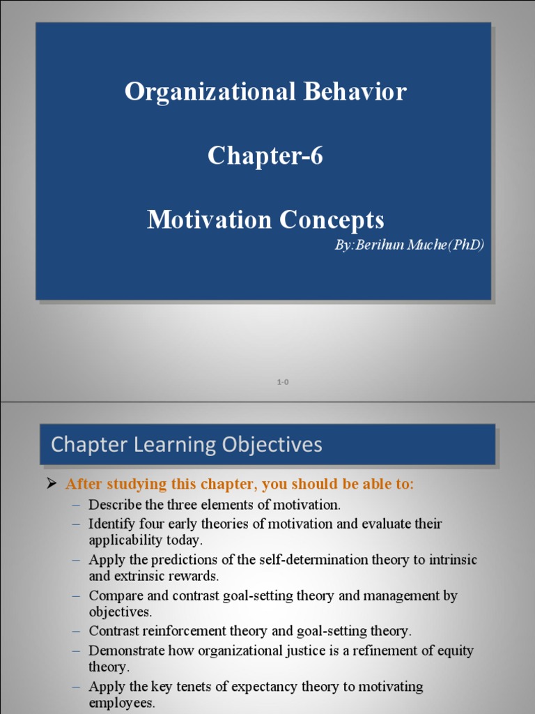 Organizational Behavior Chapter-6 Motivation Concepts: By:Berihun Muche ...