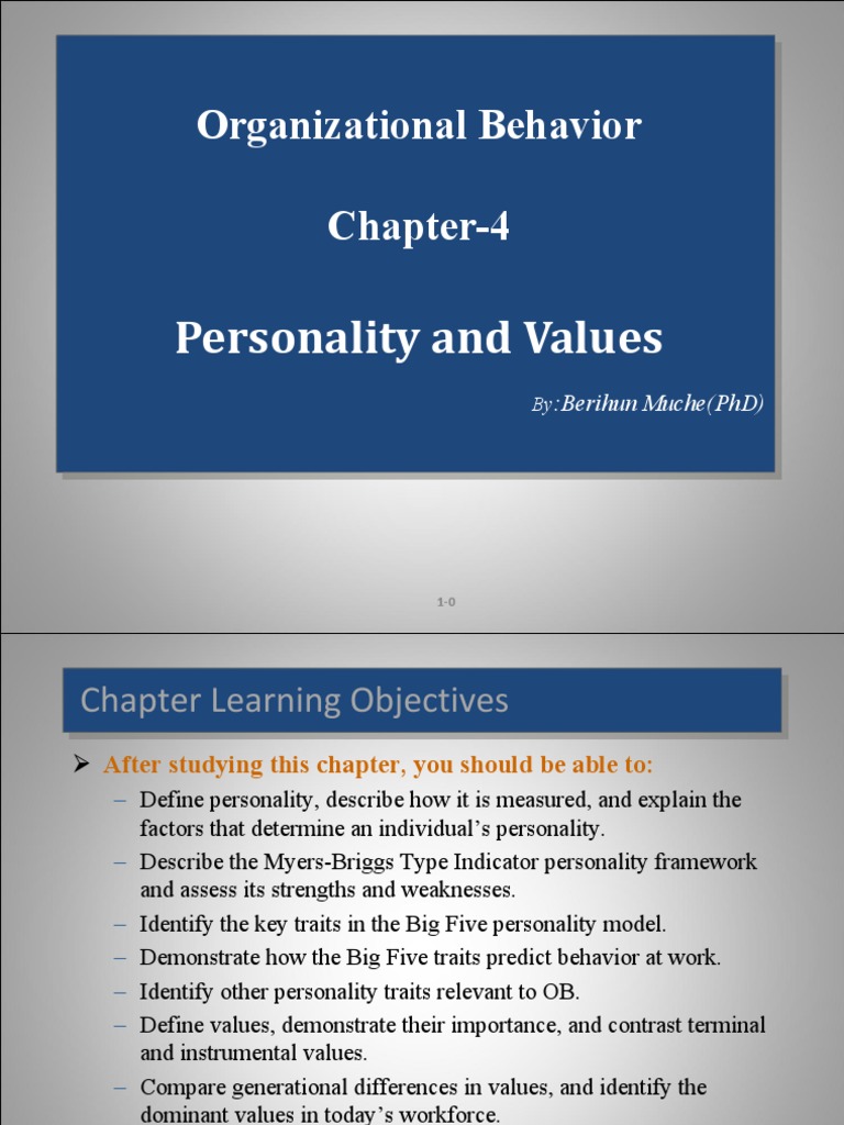 Organizational Behavior Chapter-4: Personality and Values | PDF ...