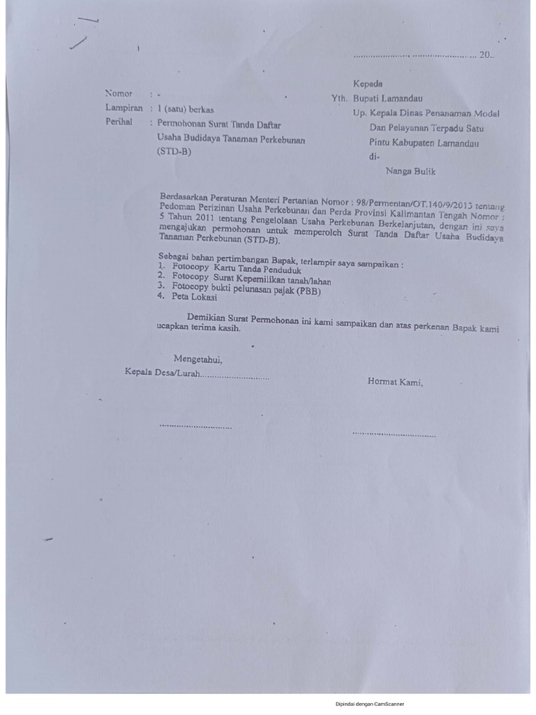 Form Pengajuan STDB | PDF