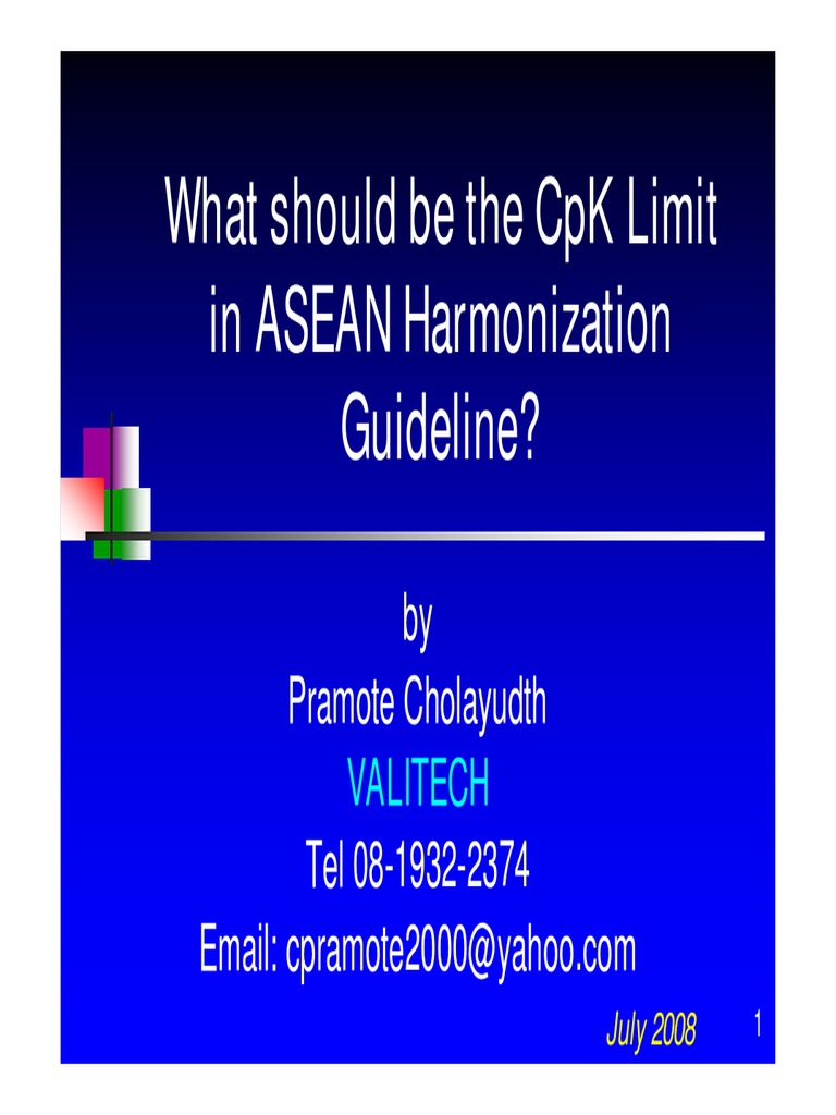 What Should Be The CPK Limit in Asean Harmonization Guideline? | PDF ...