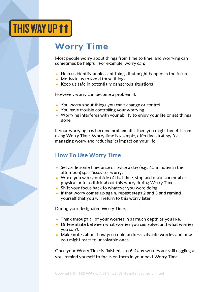 How To Use Worry Time | PDF | Emotions | Cognition