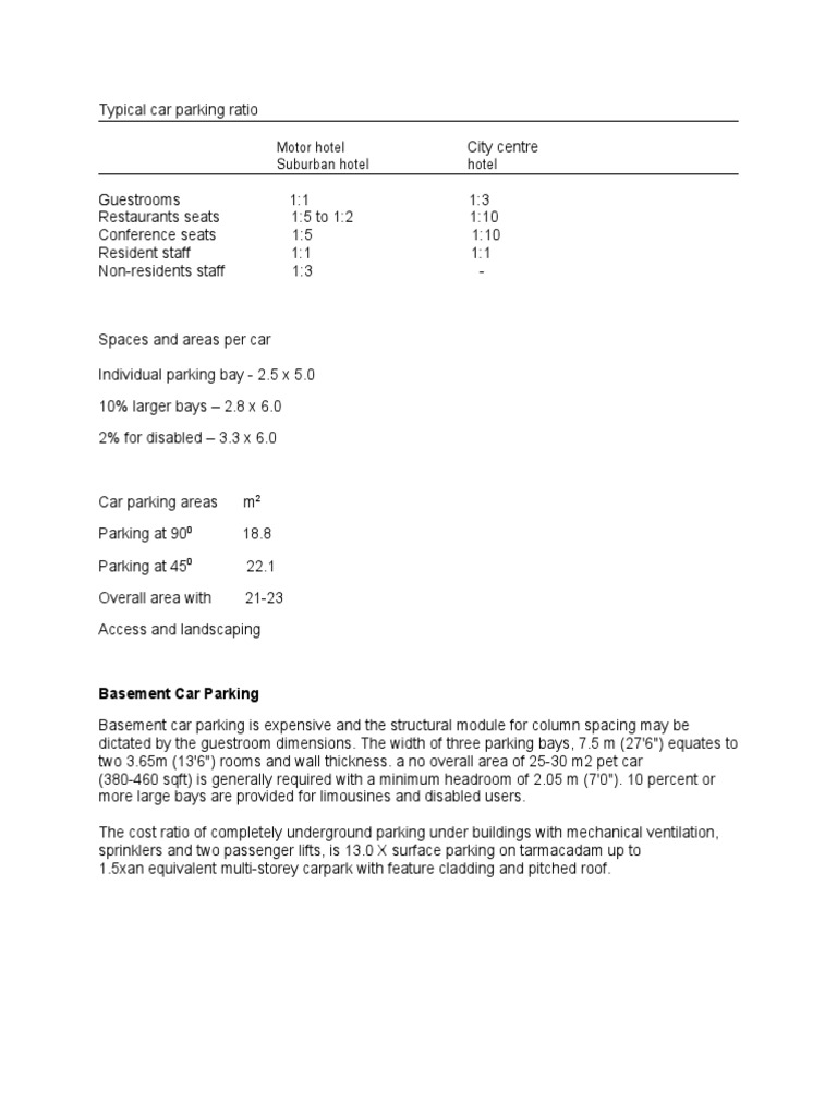 Typical Car Parking Ratio | PDF | Parking | Parking Lot