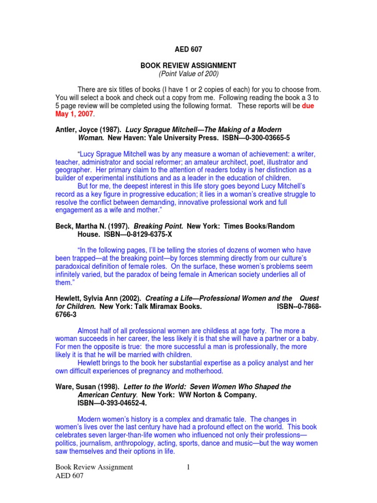 Book Review Assignment | Download Free PDF | Books | Argument