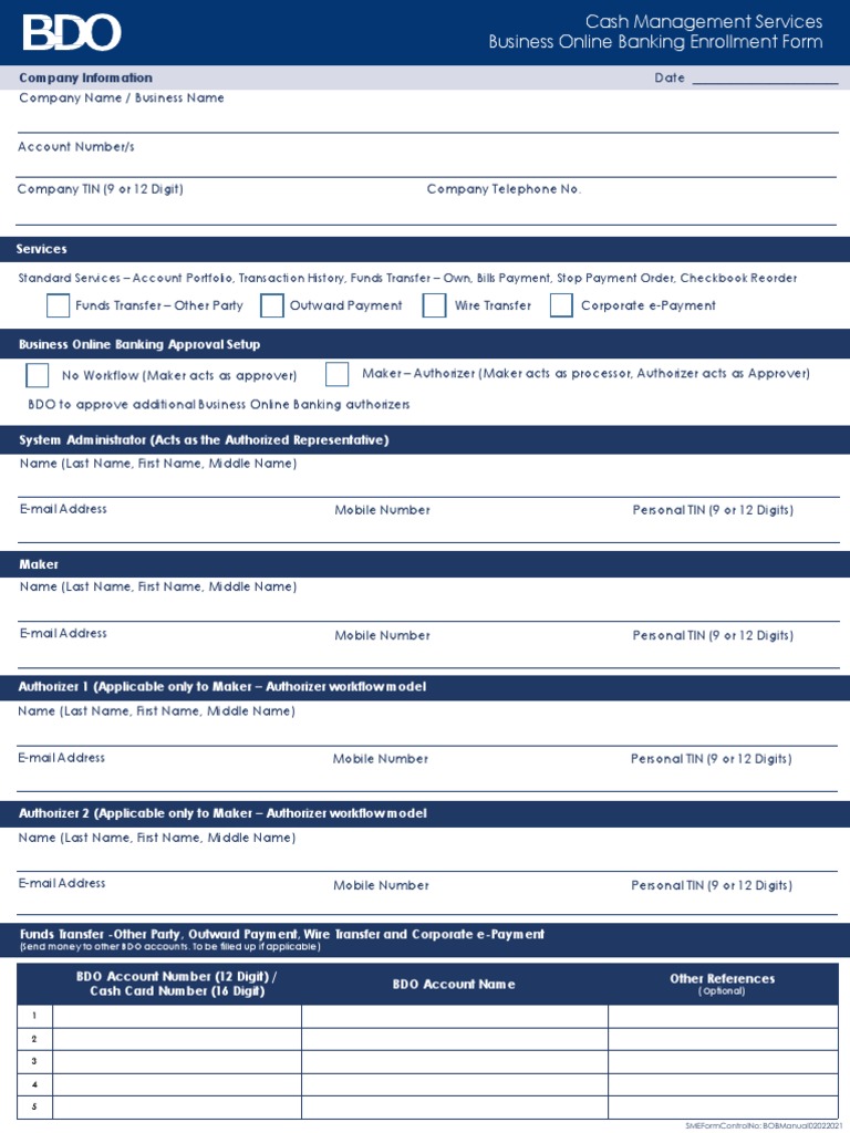 Business Online Banking Enrollment Form | PDF | Online Banking | Banks ...