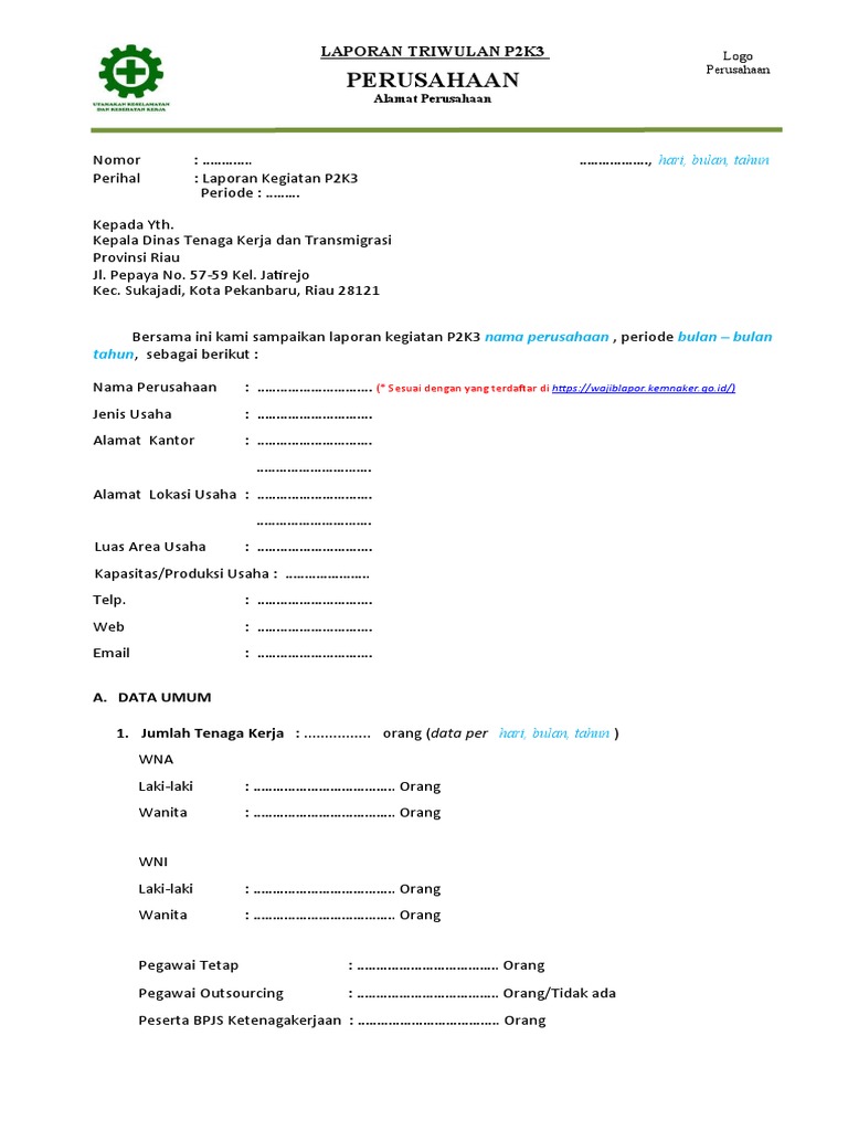 Laporan Triwulan P2K3 | PDF | Komputer