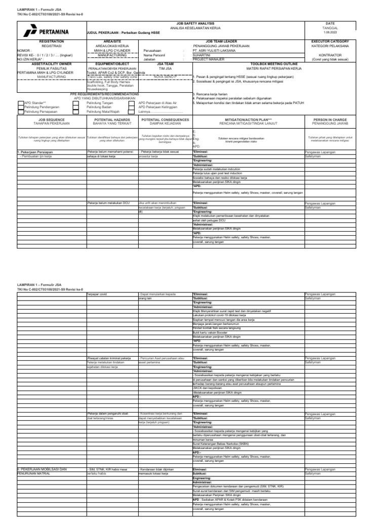 JSA MWH PT. Asri | PDF