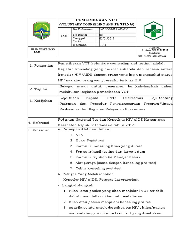 Sop Pemeriksaan VCT | PDF