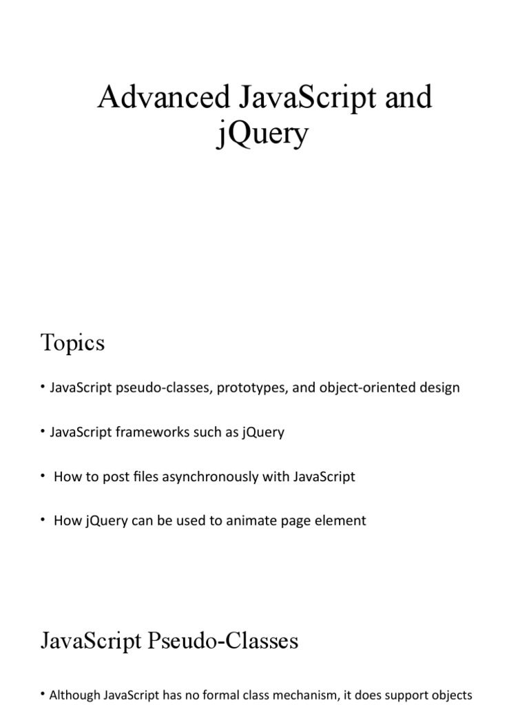 Advanced Javascript And Jquery 1 Pdf J Query Java Script 6032
