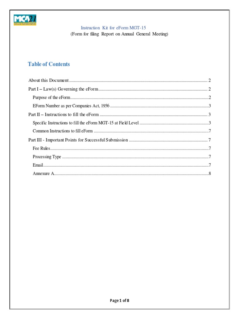 Instruction - Kit - Eform MGT-15 | PDF | Chief Financial Officer ...