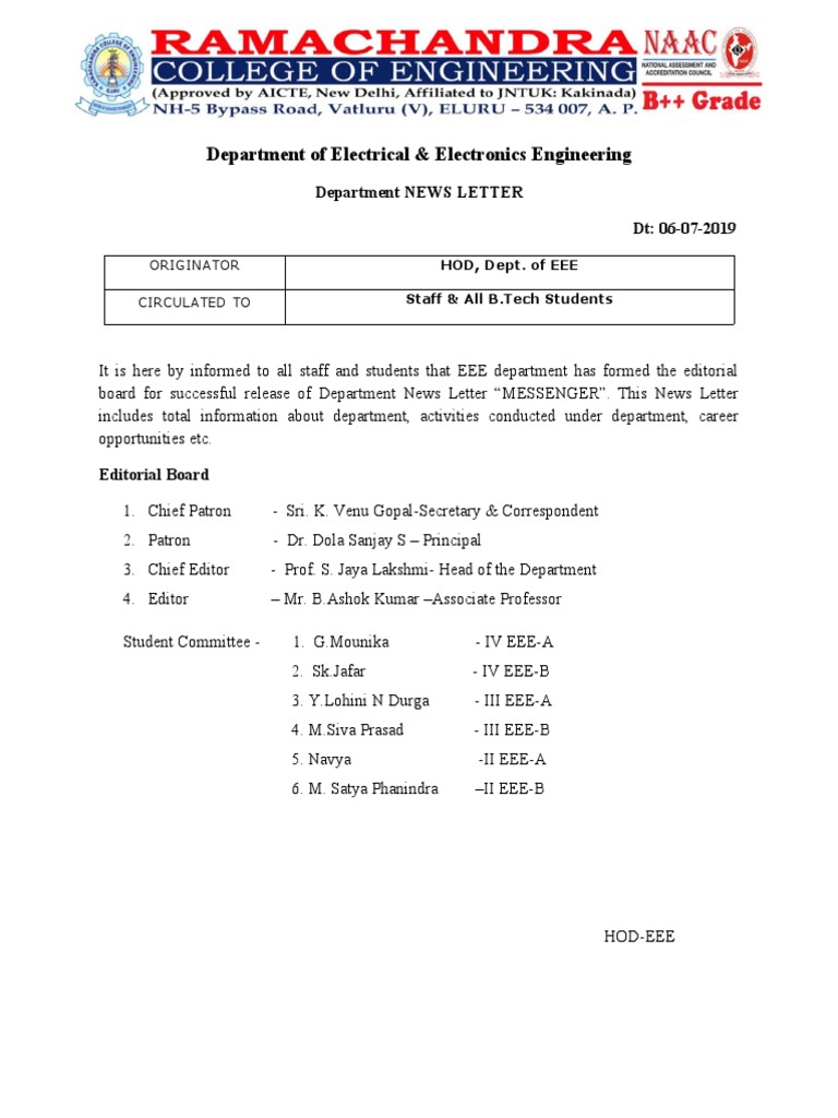 News Letter Editorial Board | PDF | Electricity | Electronics
