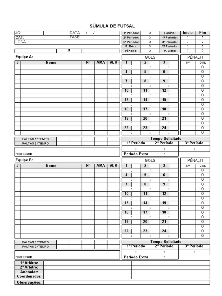 Súmula de Futsal | PDF