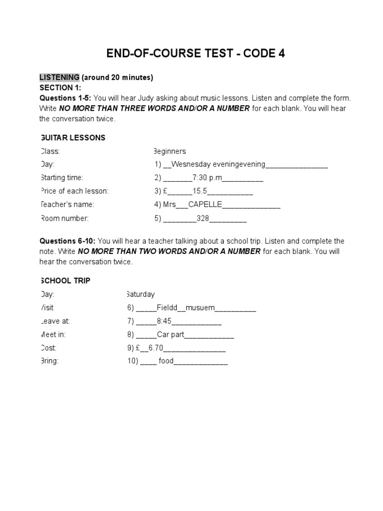 End-Of-Course Test | PDF | Santa Claus | Elves