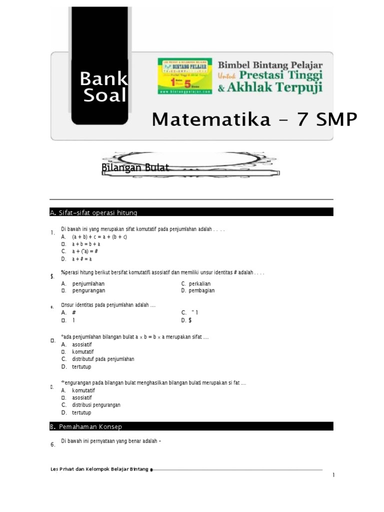 Bank Soal: Matematika - 7 SMP | PDF