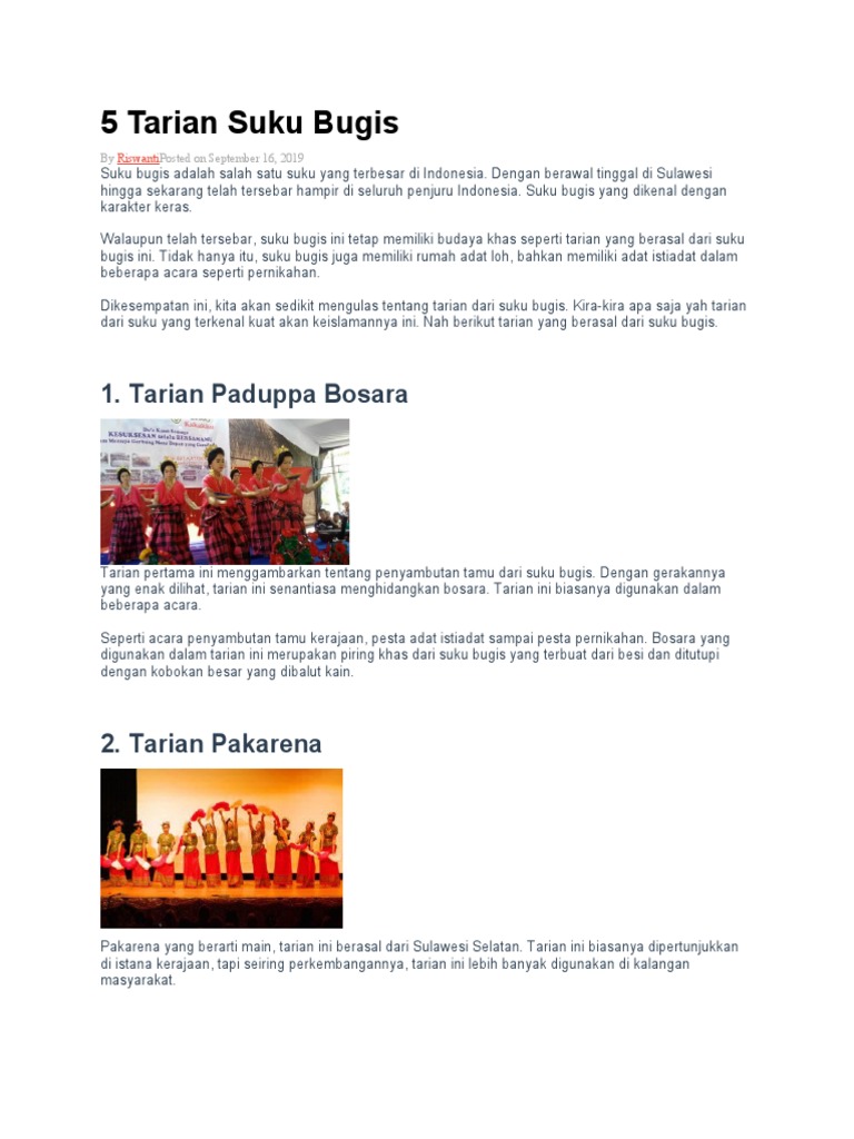 5 Tarian Suku Bugis | PDF