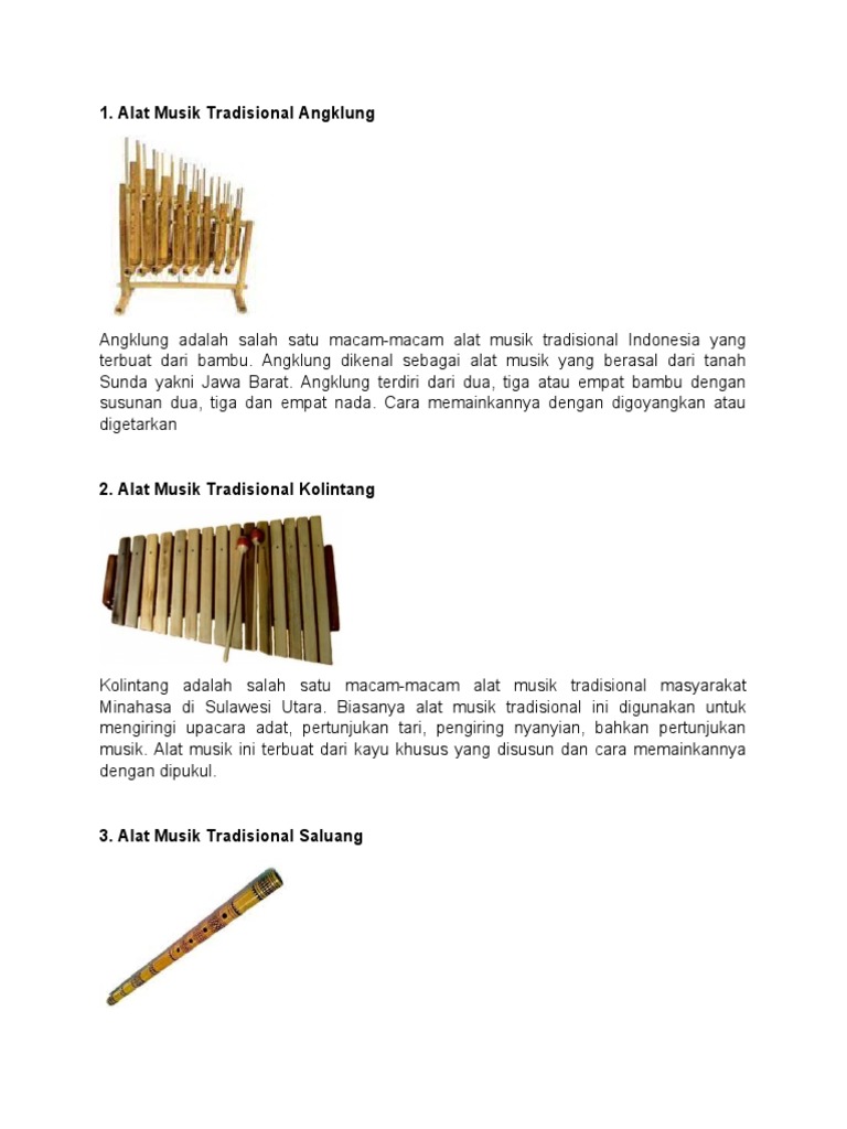 Alat Musik Tradisional Indonesia | PDF | Seni