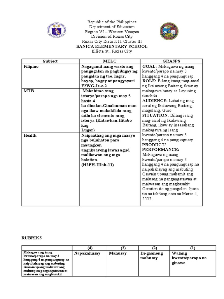 3rd QUARTER INTEGRATIVE TASK | PDF