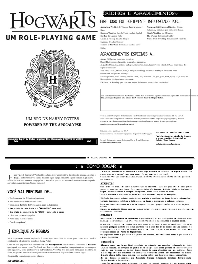 Hogwarts RPG | PDF | Harry Potter | Jogos de RPG
