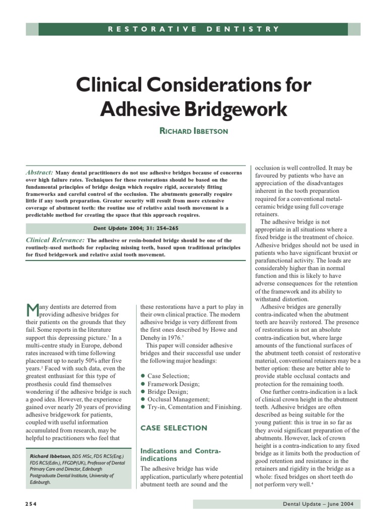 Adhesive Bridges | PDF | Mouth | Dentistry