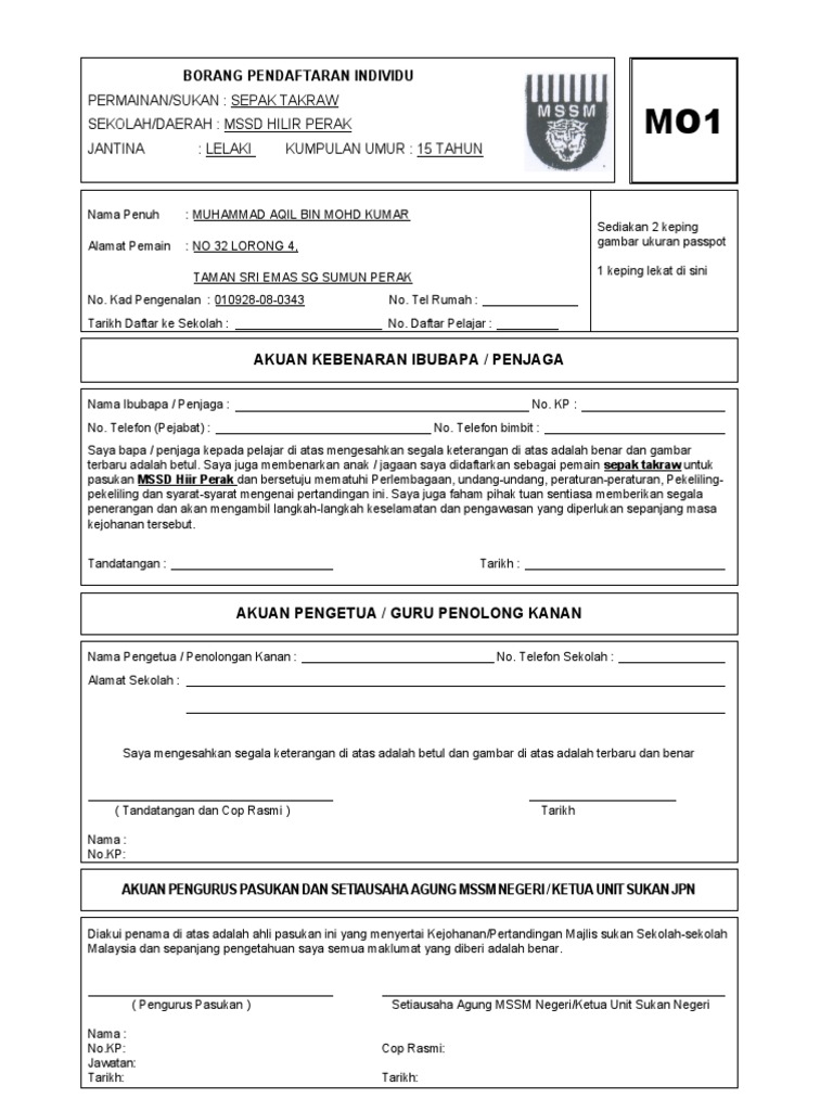 Borang Pendaftaran M02 Terkini | PDF
