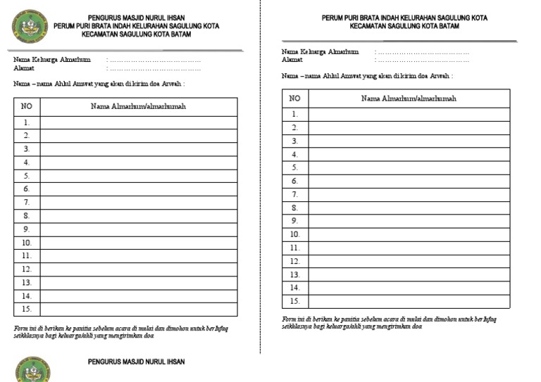 Form Doa Arwah | PDF