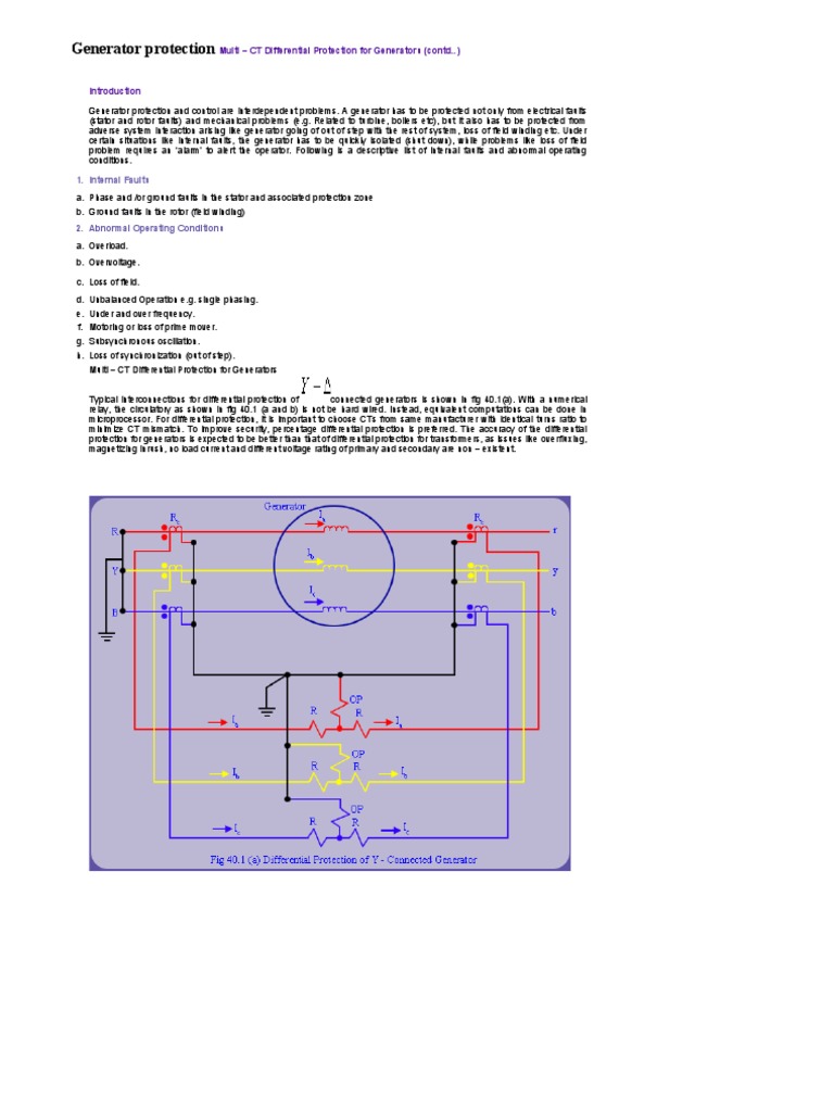 Generator protection differential CT protection | PDF | Transformer | Relay