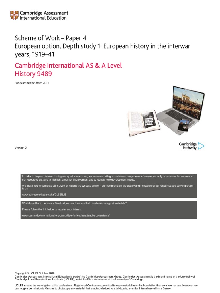 9489 Scheme of Work Paper 4 - European History (For Examination From ...