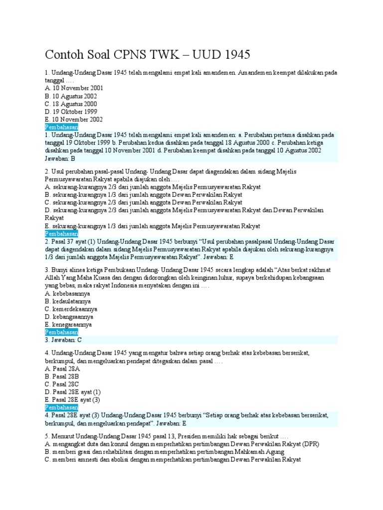 Jawaban TWK Part 1 | PDF | Ilmu Sosial | Hukum