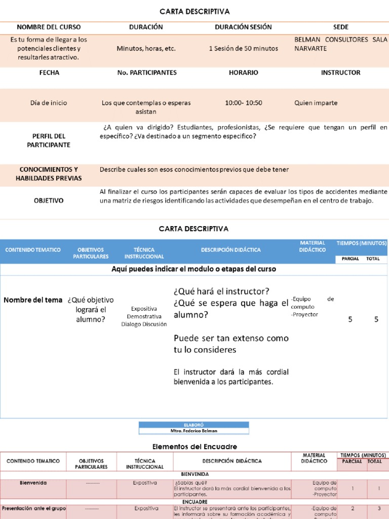 Ejemplo de Carta Descriptiva | PDF