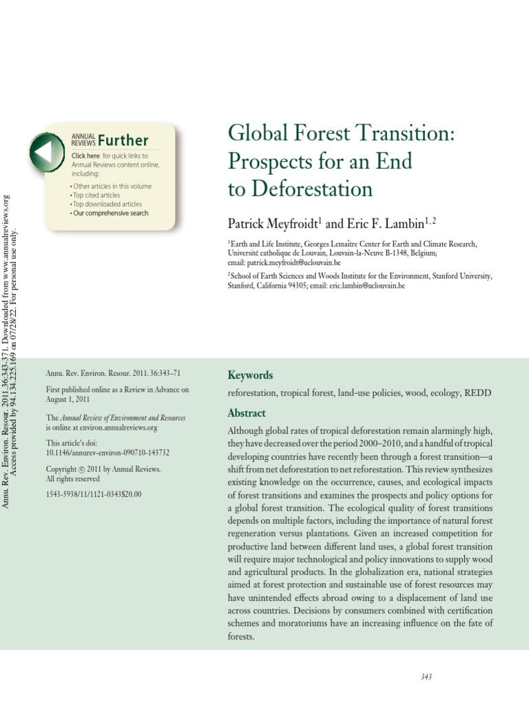 Global Forest Transition | PDF | Forests | Deforestation