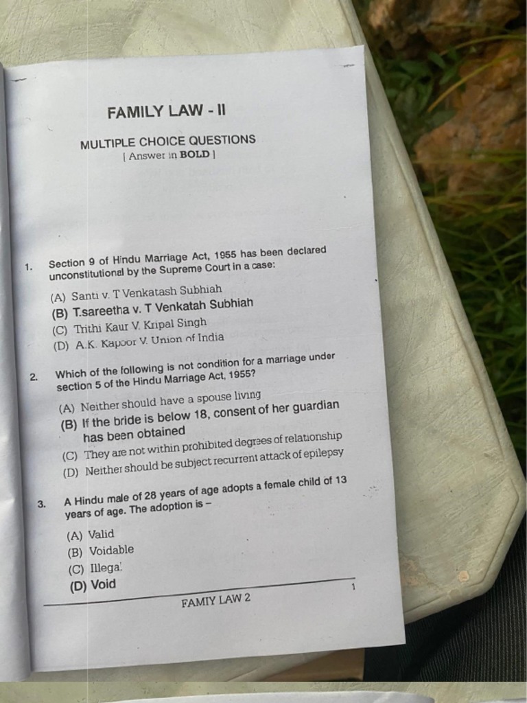 Family Law II MCQ | PDF